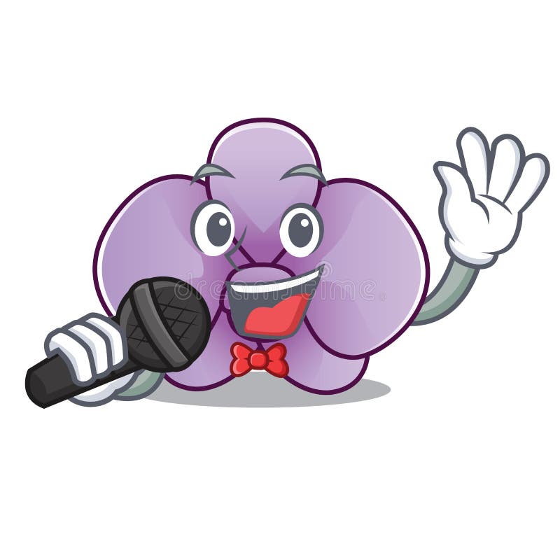 Singing Orchid Flower Mascot Cartoon Stock Vector - Illustration of ...