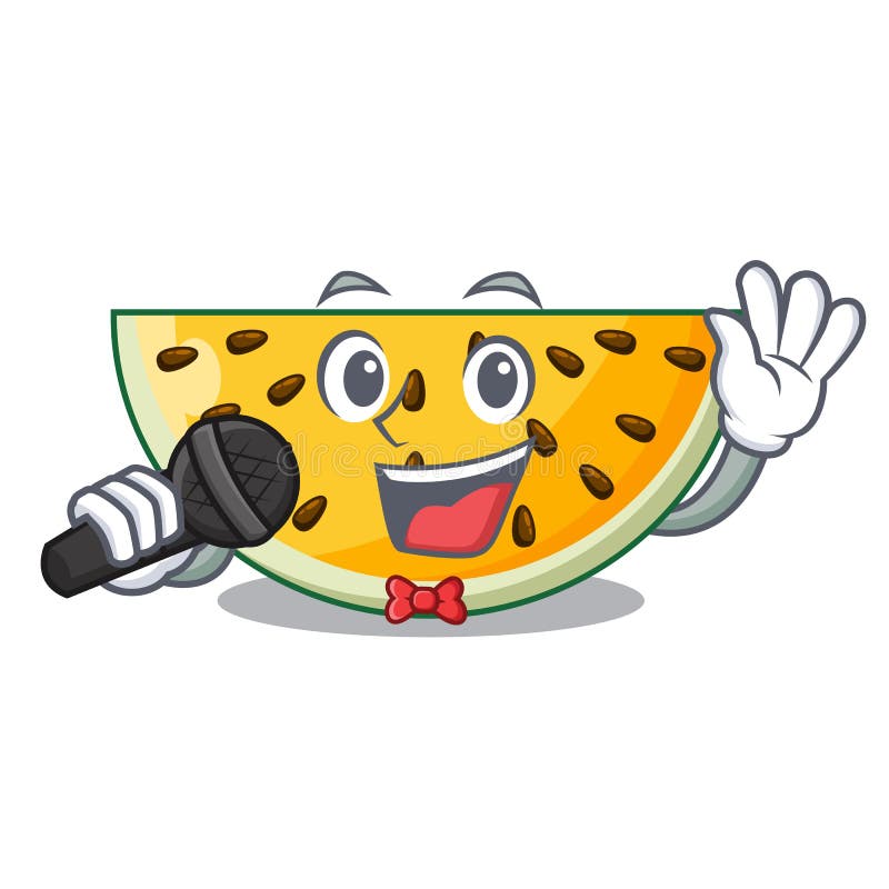Singing a Piece of a Yellow Watermelon Cartoon Stock Vector ...