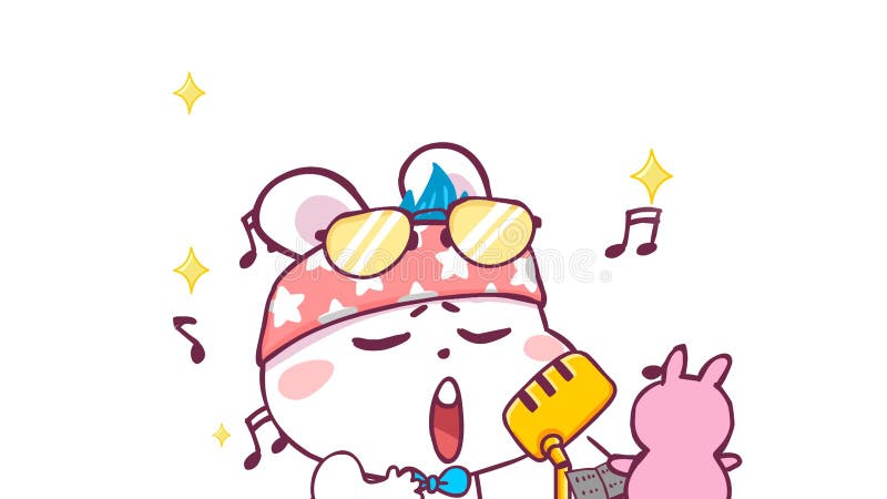 Singing Rabbit Animation - White Background Stock Video - Video of ...