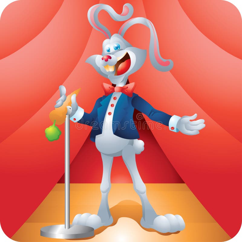 Singing rabbit on stage stock vector. Illustration of performance ...