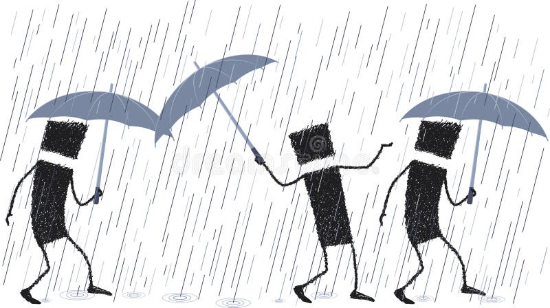 Singing in the Rain, Stick Figures Stock Image - Illustration of people ...