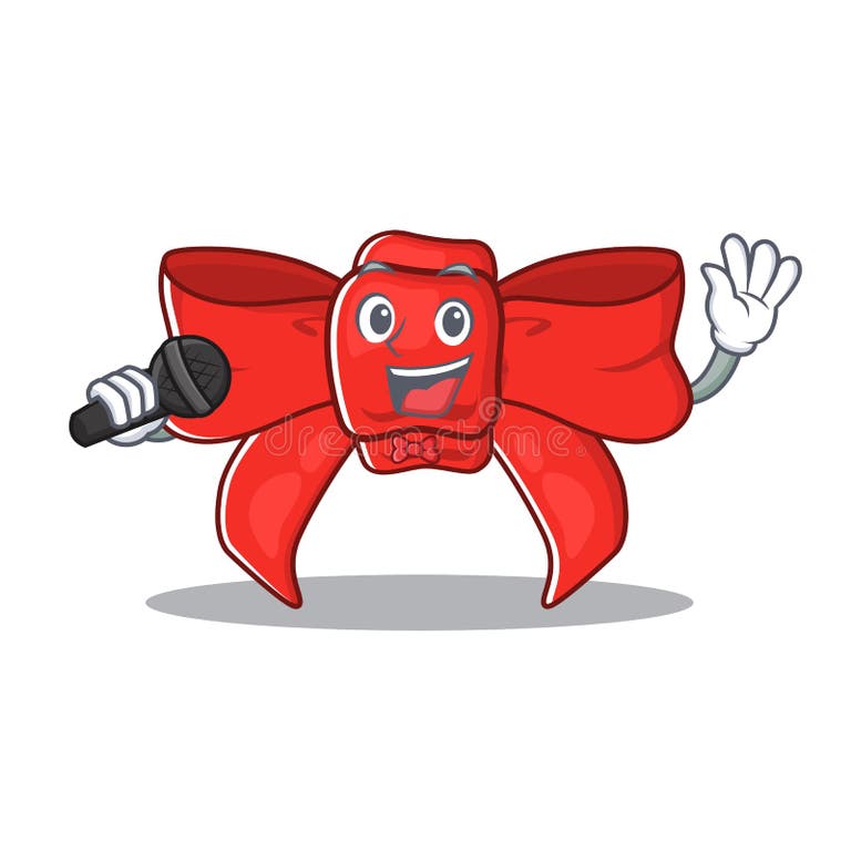 Singing Red Ribbon Bow the Mascot Shape Stock Vector - Illustration of ...