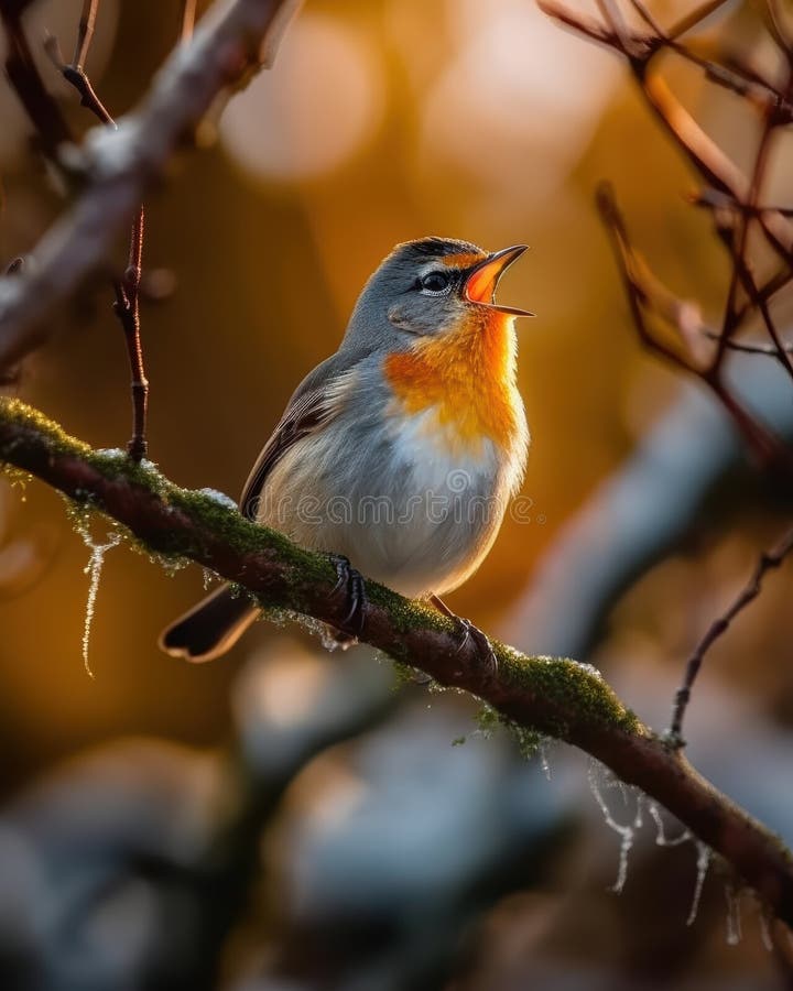 Robin Singing Golden Hour Created Generative Artificial Intelligence ...