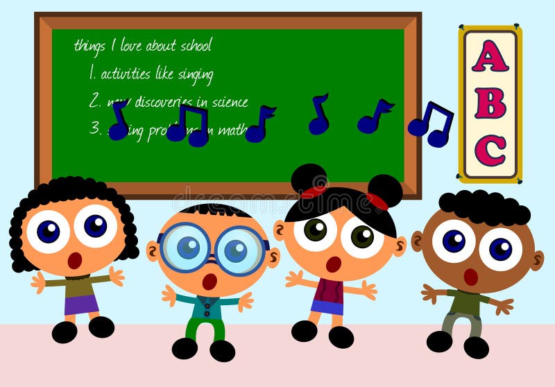 Singing in school stock illustration. Illustration of show - 24008012