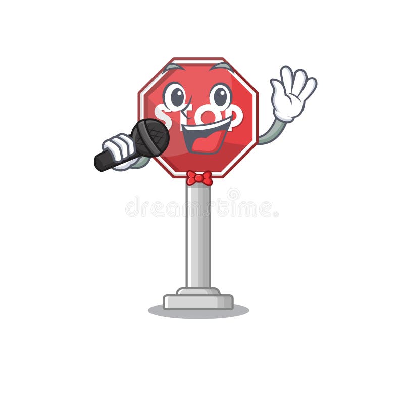 Singing Sign Stop with the Mascot Shape Stock Vector - Illustration of ...