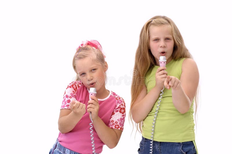 The Singing Sisters/friends Stock Photo - Image of microphone, little ...