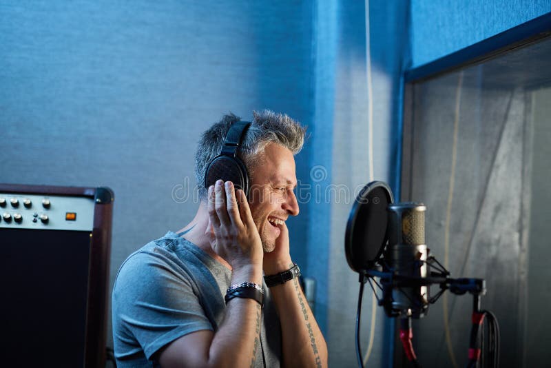 Singing in studio stock image. Image of professional - 82877201