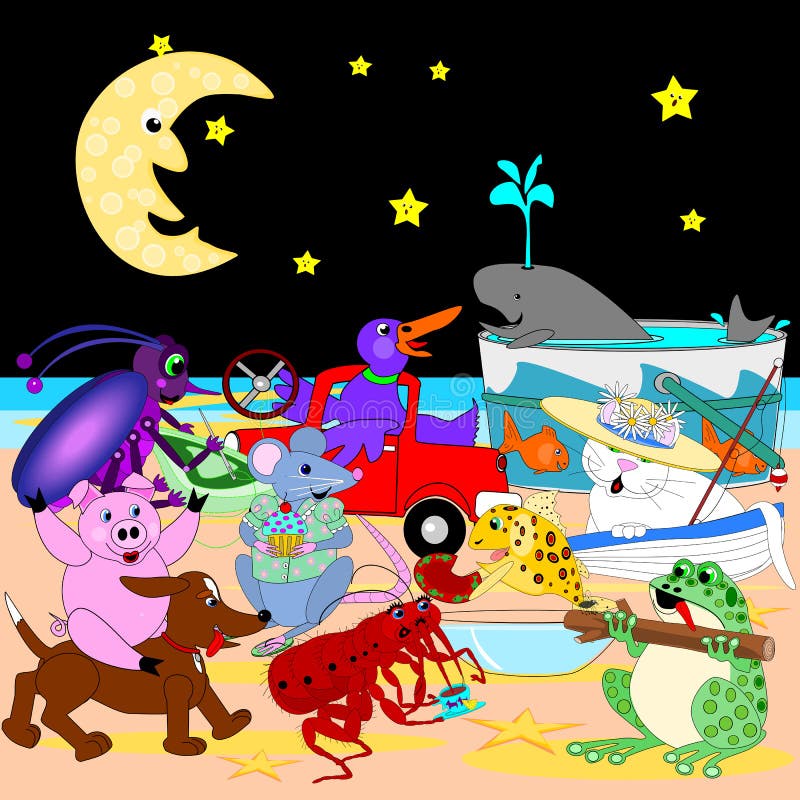 Singing under the moon stock vector. Illustration of frog - 28627976