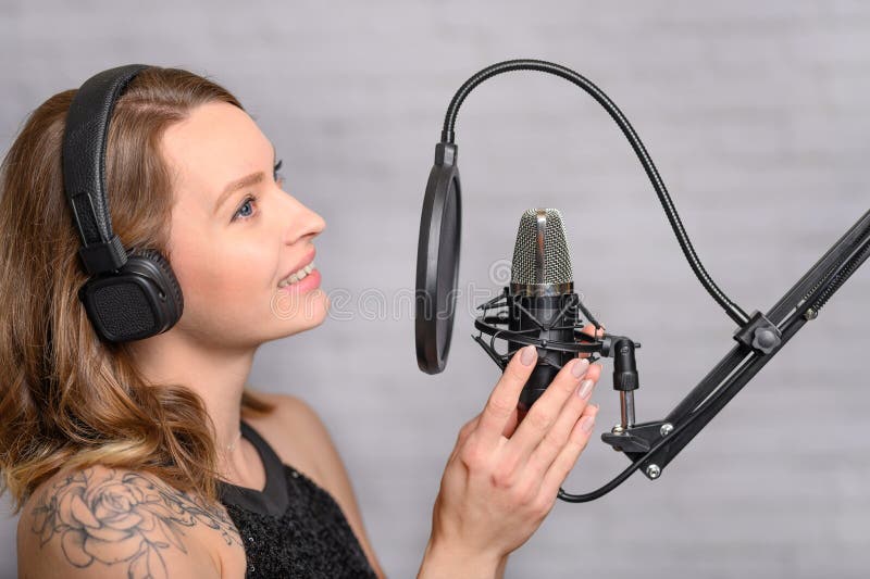 Microphone Girl stock photo. Image of girl, microphone - 9587568