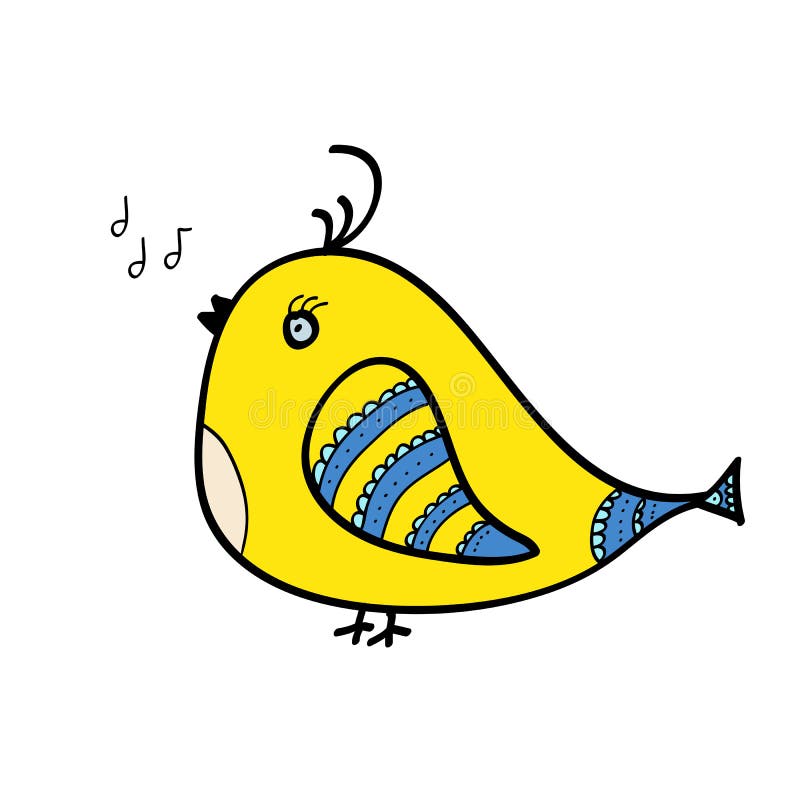 Singing yellow birds stock illustration. Illustration of clef - 44291269