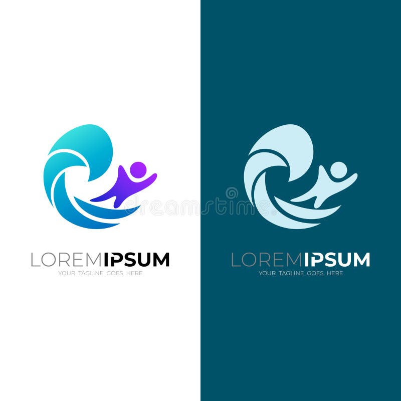 Wave and People Logo Design Sport , Surfing Stock Vector - Illustration ...