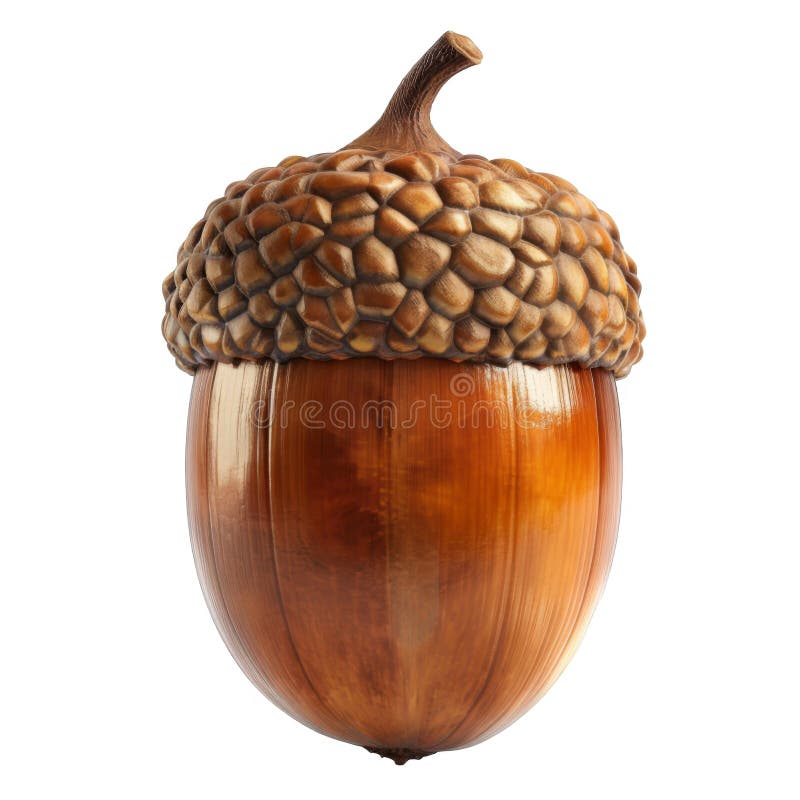 A Single Acorn with a Brown Cap and Nut Stock Image - Illustration of ...