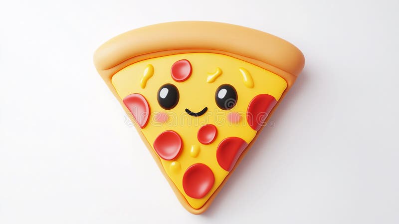 A Single Adorable Cute Pizza Slice Character Stock Illustration ...