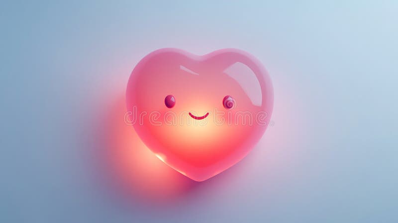 A Single Adorable Heart Character 3d Render Stock Illustration ...