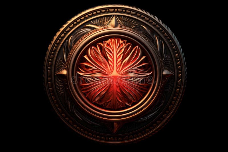 Single Ancient Red Coin. Generate Ai Stock Illustration - Illustration ...