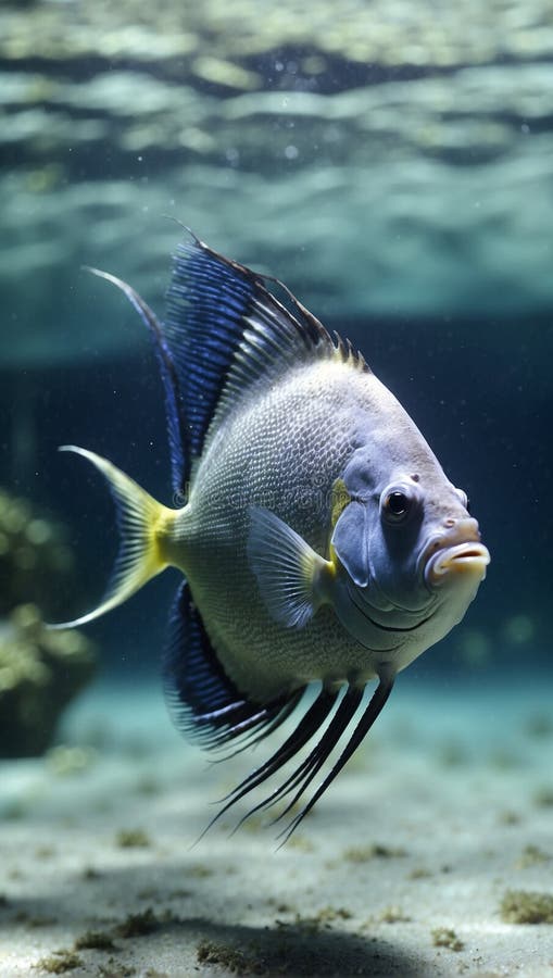 Colorful Angelfish Swimming in the Ocean Stock Illustration ...