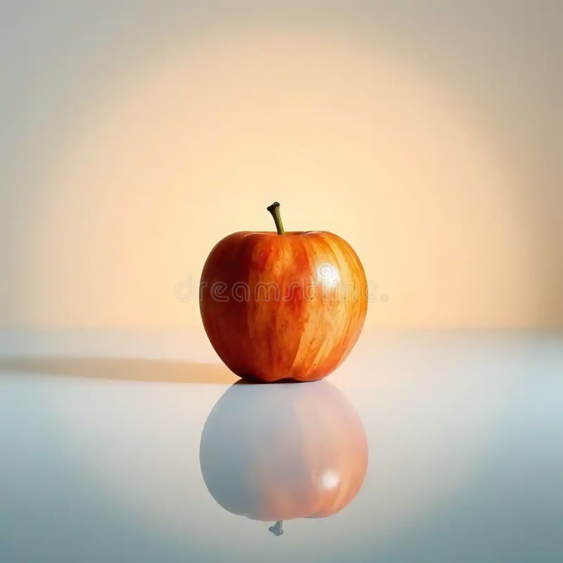 The Single Apple is Presented with Its Own Reflection Stock ...