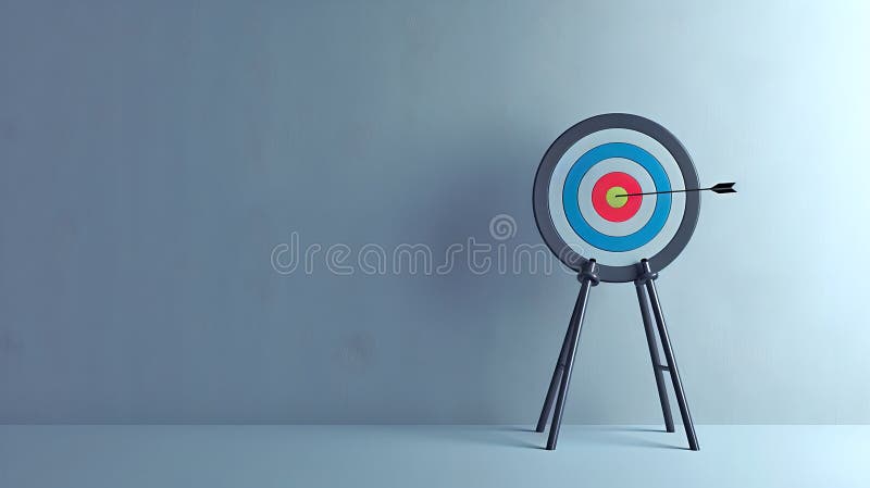 A Single Arrow Hits the Bullseye on a Round Target. Precision and ...