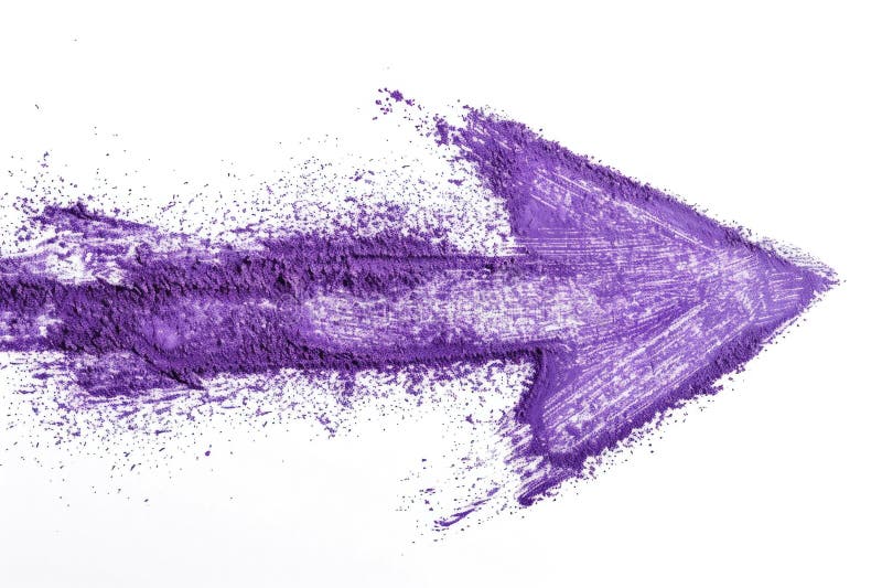 A Single Arrow Made of Purple Powder on a White Background, Suitable ...
