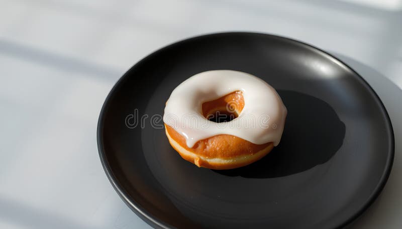 Single Artisan Donut with Smooth White Icing, Elegantly Placed on a ...