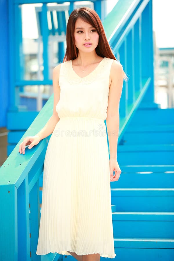 Single asian young woman stock image. Image of hand, smile - 26815619