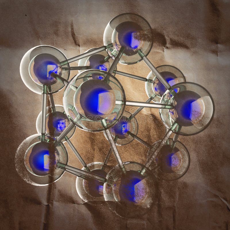 A Single Atom Scientific Illustration Painted on Paper Stock ...