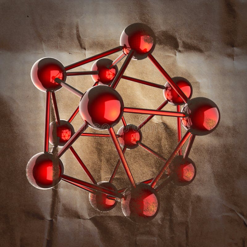 A Single Atom Scientific Illustration Painted on Paper Stock ...