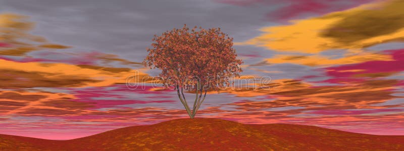 Single Autumn Tree - 3D Render Stock Illustration - Illustration of ...