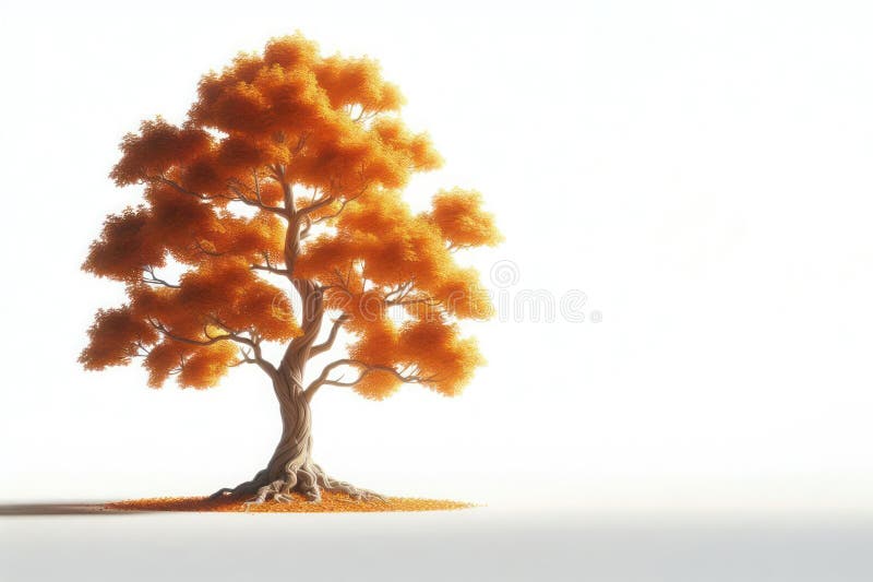 Single Autumn Tree on Light Background. Space for Text. Stock Image ...