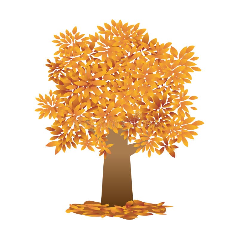 Single Autumn Tree, Orange Leaf Vector on White Stock Vector ...