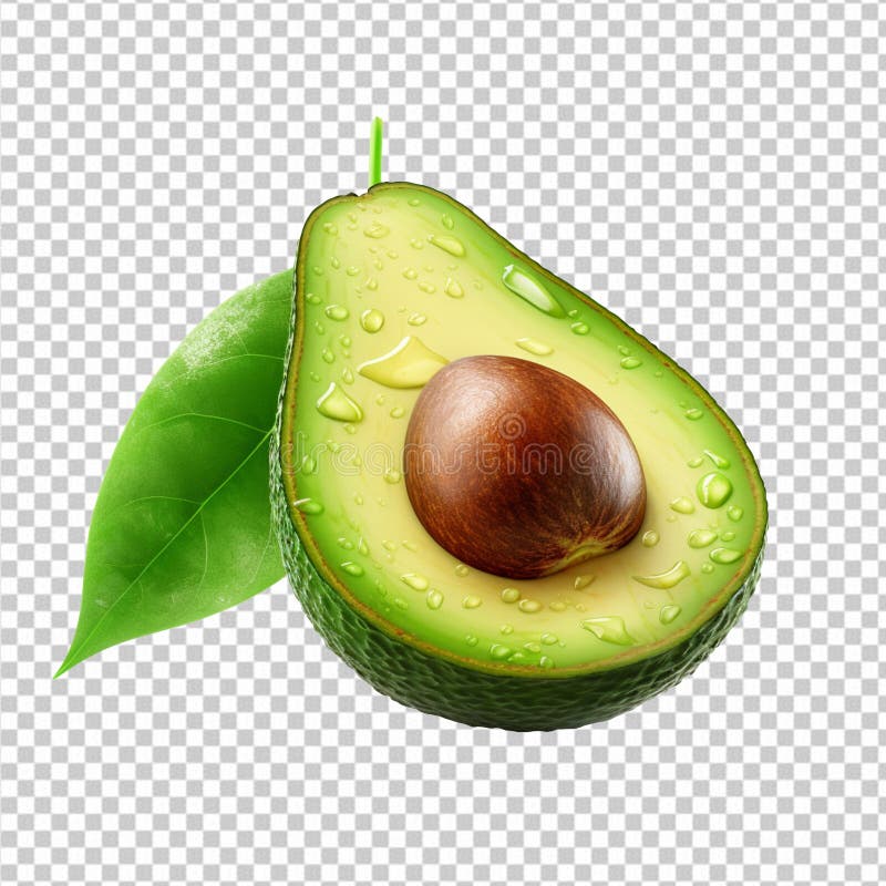 A Single Avocado with a Seed Isolated on Transparent Background Stock ...