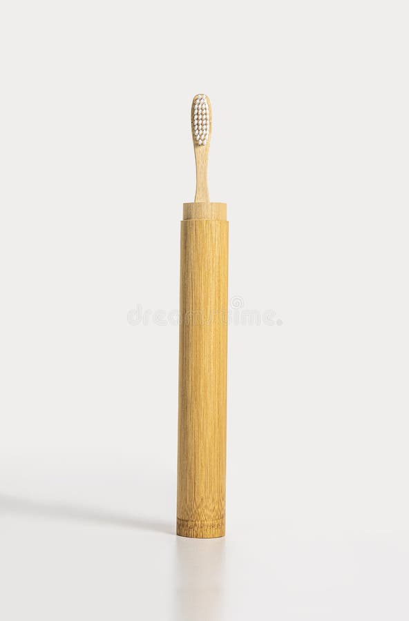 A Single Bamboo Toothbrush on a Light Background Stock Image - Image of ...