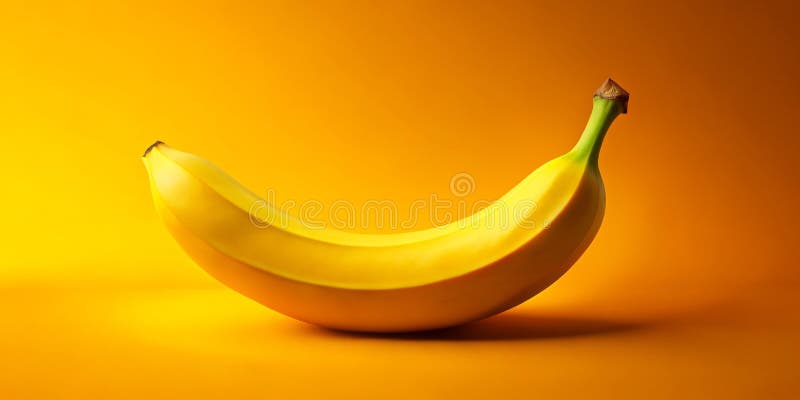 A Single Banana on a Yellow Background - 3D Render - Minimalistic Still ...
