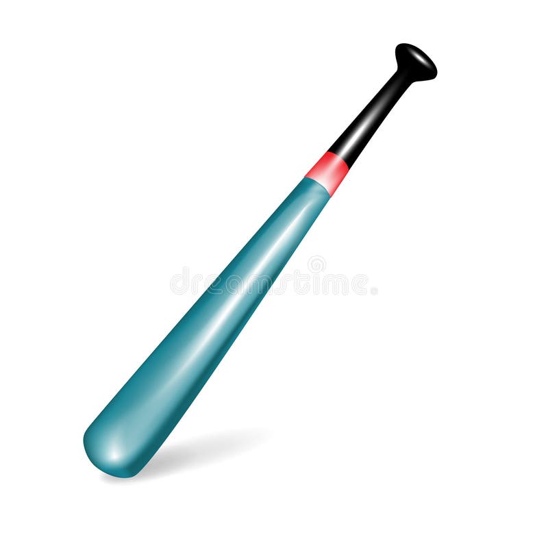 Single Baseball Bat Isolated on White Background. Vector Cartoon Close ...