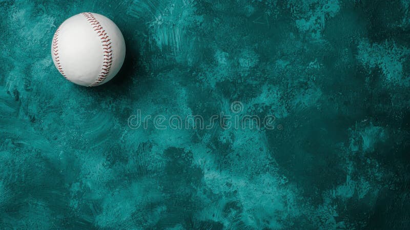 Single Baseball on Teal Abstract Background with Textured Surface and ...