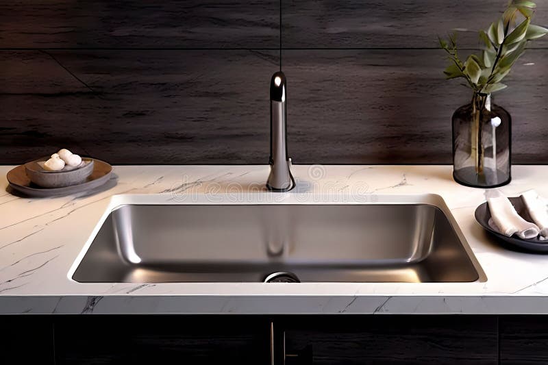 Single Basin Sink Modern and Spacious Stock Illustration - Illustration ...