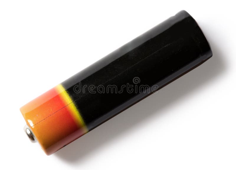 Single AA battery stock photo. Image of equipment, orange - 156376166