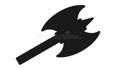 A Single Battle Axe Silhouette Set Against a White Backdrop Stock ...