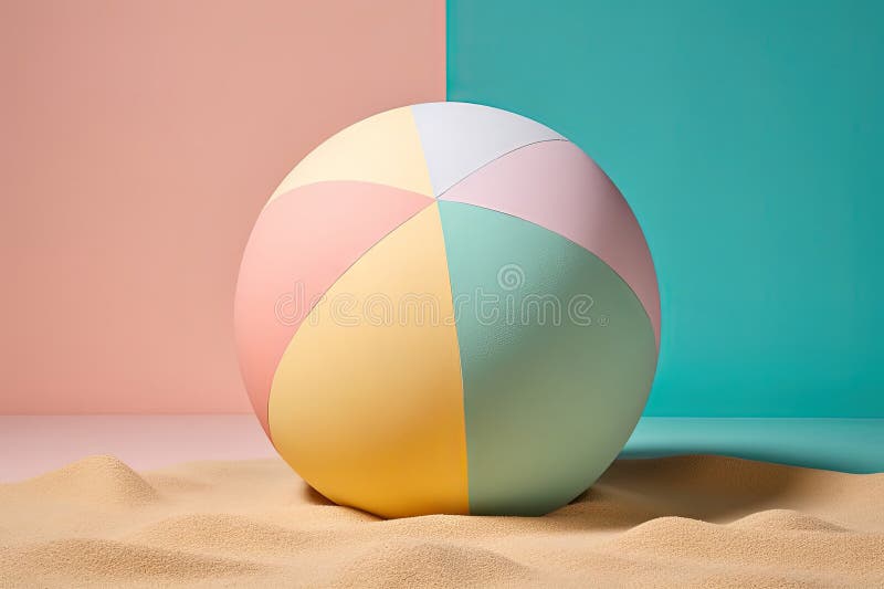 Single Beach Ball Pastel Backdrop Stock Illustration - Illustration of ...