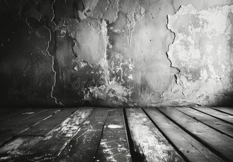 A Single Beam of Light Illuminates a Cracked Concrete Room Stock Image ...