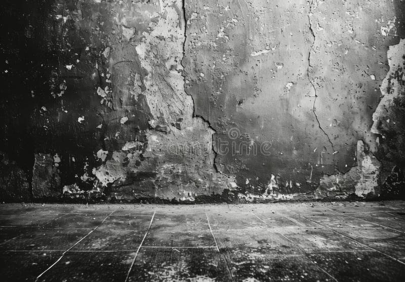 A Single Beam of Light Illuminates a Cracked Concrete Room Stock Photo ...