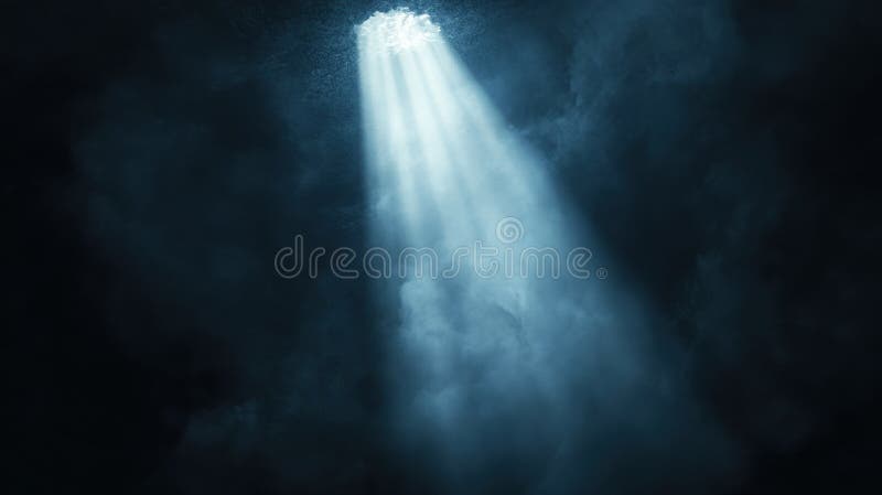 A Single Beam of Light Piercing through Dark Clouds Stock Illustration ...