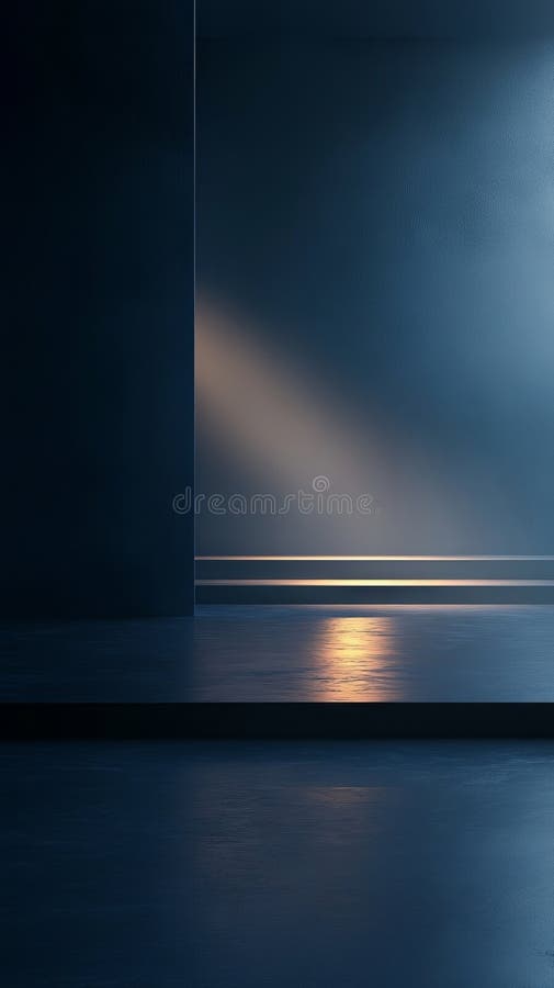 A Single Beam of Light Shines on a Dark, Empty Room. Stock Illustration ...