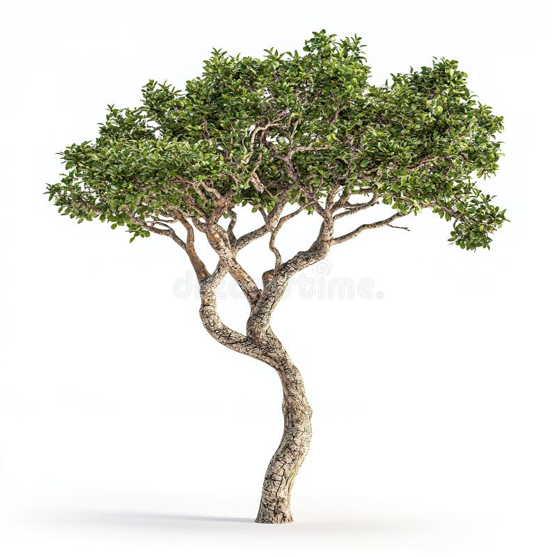 A Single, Beautifully Detailed Tree, Isolated Against a Pure White ...