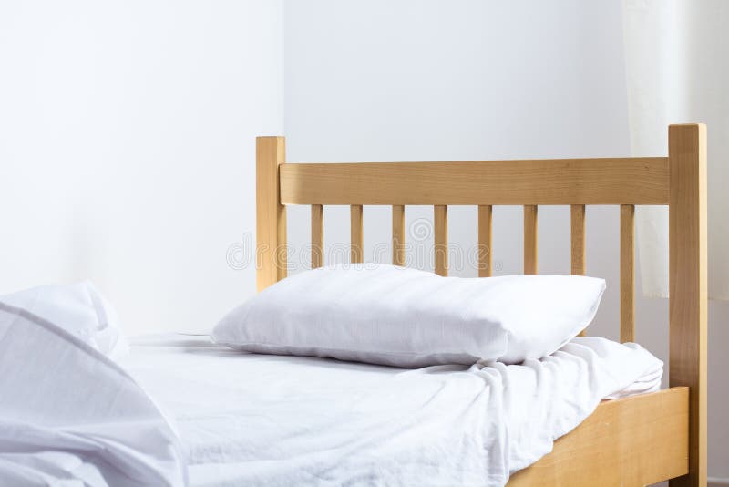 Single bed in bedroom stock photo. Image of travel, single - 35810214