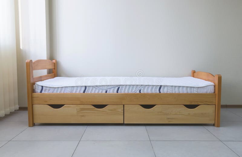 Single bed with drawers stock photo. Image of rest, room - 237067164