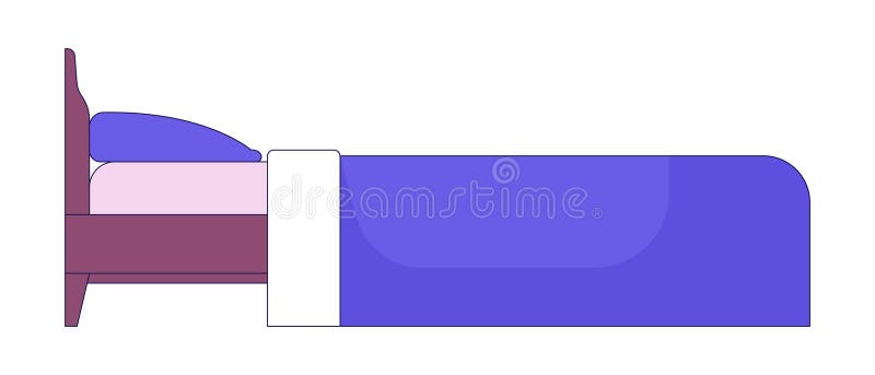 Single Bed Empty 2D Linear Cartoon Object Stock Vector - Illustration ...