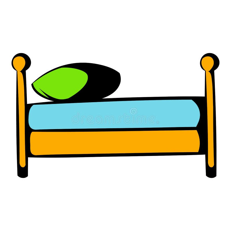 Single bed icon cartoon stock vector. Illustration of direction - 88246809