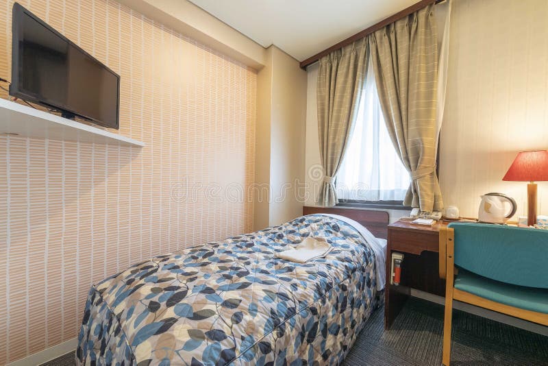 Single Bed in Modern Small Bedroom Stock Image - Image of indoors ...