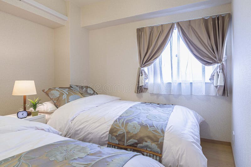 Single Bed in Modern Small Bedroom Stock Image - Image of contemporary ...